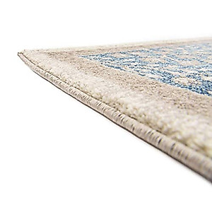 Unique Loom Salzburg Collection Area Rug - Gneis (5' Square, Cream/ Light Blue)