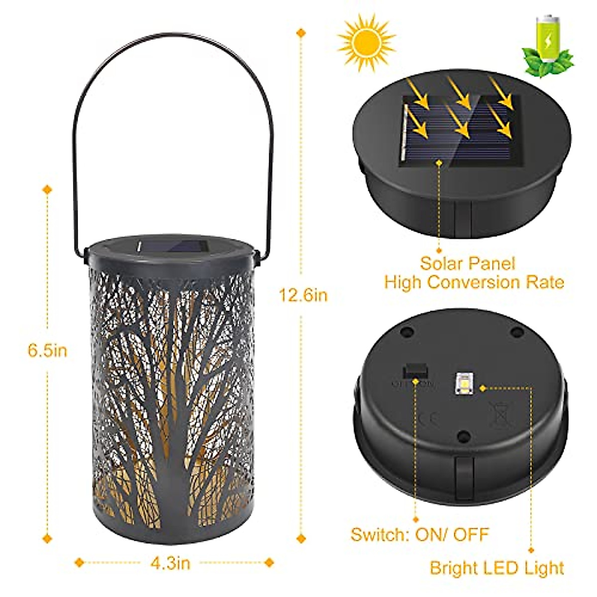 Solar Lantern Outdoor Lights for Decorative Atmosphere Hanging Garden Lantern Cylindrical Table Lamp Night Light Warm Lighting for Courtyard, Party, Walkway,Terrace, Garden, Lawn (2 Pack)