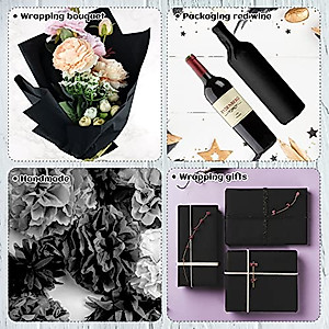 NEBURORA 120 Sheets Black Tissue Paper 14 x 20 Inches Black Wrapping Tissue Paper Bulk Black Wrap Paper Sheets for Gift Bags Packaging Floral Filler Crafts Birthday Christmas Halloween Decor(Black)