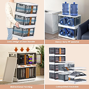 Fikowo 3 Packs Folding Storage Box, 8.4 Gal Storage Bins with Lids and Wheels, Closet Organizers and Storage, Collapsible Storage Bins, Stackable Storage Containers, Plastic Car Organizer