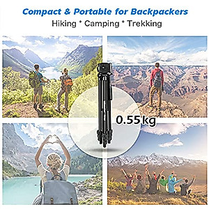 UBeesize Phone Tripod, 51" Adjustable Travel Video Tripod Stand with Cell Phone Mount Holder & Smartphone Bluetooth Remote(Black