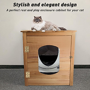 Stylish Wooden Enclosure Cabinet Furniture Compatible with Litter-Robot 3 and 4 - Accessories for Litter-Robot 3 and 4(Litter-Robot NOT Included)