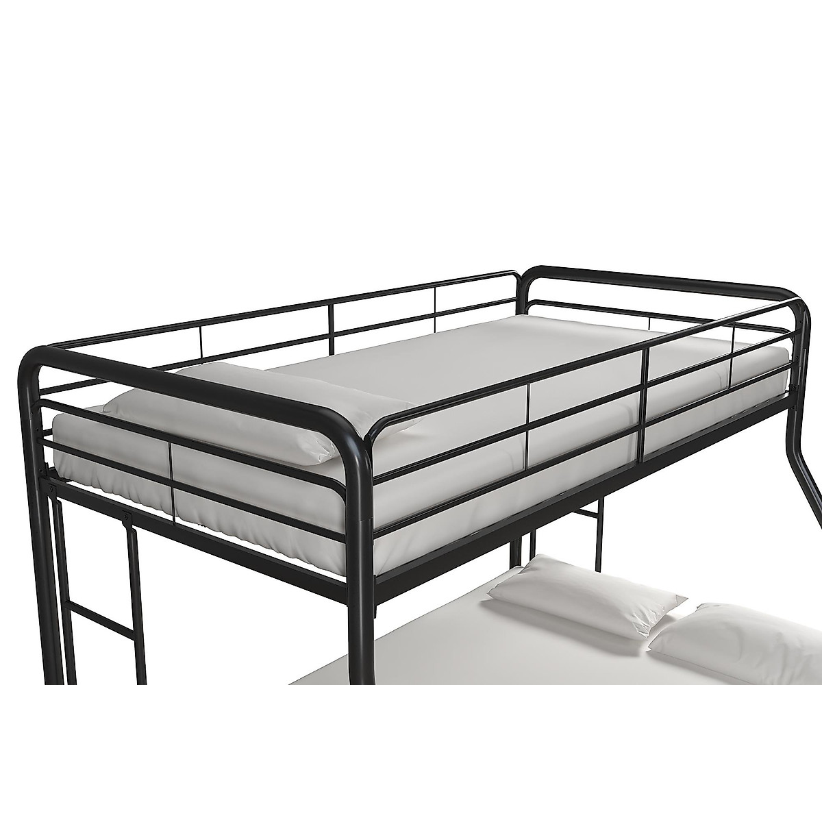DHP Twin-Over-Full Bunk Bed with Metal Frame and Ladder, Space-Saving Design, Black