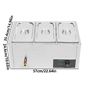 Commercial Food Warmer 3 Pan, Electric Buffet Server and Food Warmer, 600W Professional Countertop Stainless Steel Buffet, Chafing Dish Set with 86-185°F Temp Control for Catering and Restaurants