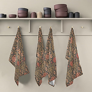 ALAZA William Morris Flowers Floral Prints124 Kitchen Towels Absorbent Dish Towels Soft Wash Clothes for Drying Dishes Cleaning Towels for Home Decorations Set of 6, 28 X 18 Inch