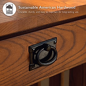 Leick Home 8204 Mission Impeccable Coffee Table for Living Room, Two Drawers and Shelf, Made with Solid Wood, Medium Oak Finish