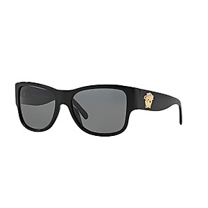 Versace Man Sunglasses Black Frame, Dark Grey - Polarized Lenses, 58MM