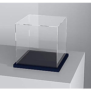 HEMYLU Display Case with Black Velvet Base, Simple Self-Assembly Clear Acrylic Display Box with Lid, 11 Inch Cube Countertop Box for Collectibles, Home Organization (11x11x11 inch)