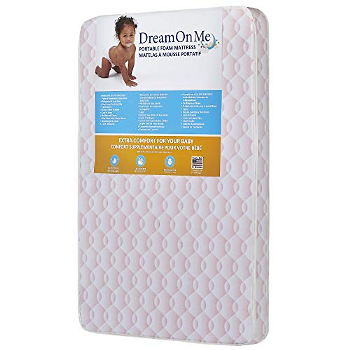 Dream On Me 3" Fiber Carina Collection Playmat, Greenguard Gold Certified, Wave Pink