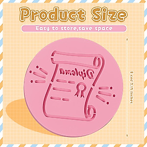 6 Pcs Graduation Season Theme Cookie Stamp Cookie Cutters Mini Cake Mold Fondant Stamp 3D Design Cookie Embosser for Graduation Party Supplies Kitchen DIY Children's Baking Tools (Graduation)