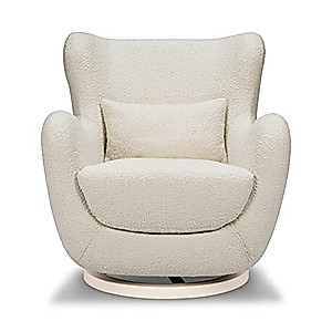 Nursery Works Solstice Swivel Glider in Ivory Boucle with Ivory Wood Base, Greenguard Gold Certified and CertiPUR-US® Certified