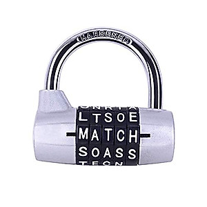 Combination Padlock - 5 dials, Locker Locks Set Your own Word Combination Padlock, 1 Pack, (Silver)