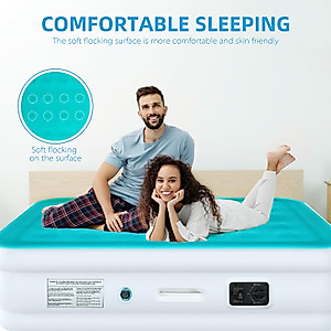 TWUBLK Air Mattress Full AirBed Inflatable/deflatable 18" Built in Pump (Blue)