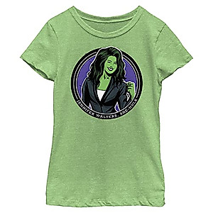 Marvel Girl's She-Hulk Jennifer Walters Circle Badge T-Shirt, Green Apple, Small