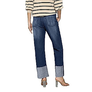 BWQ Womens High Waisted Straight Leg Mom Jeans Stretchy Boyfriend Denim Jeans