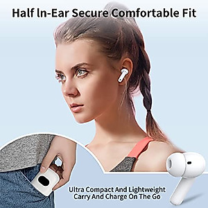 Wireless Earbuds Bluetooth Headphones LED Power Display Earphones Active Noise Cancelling Ear Buds with Charging Case Bluetooth 5.3 Hi-Fi Stereo in-Ear Earbuds for iPhone/Android/Windows (White)