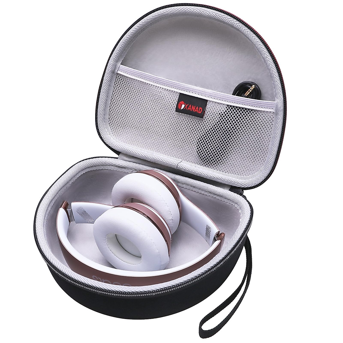 XANAD Headphones case for Beats Studio and Beat Solo Series/JBL Tune and JBL Live Series/TOZO ht2 Series/Anker Life Series/Bose QuietComfort Series, Fit All Folding Headphone（Outer Black+Inner Grey）