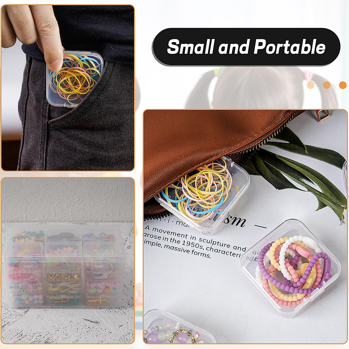 Exptolii 25 Pack Small Plastic Beads Storage Containers Box, Clear Bead Organizer Case with Snap-Tight Closure Hinged Lid for Storage Small Items, Beads, Crafts, Jewelry, Hardware