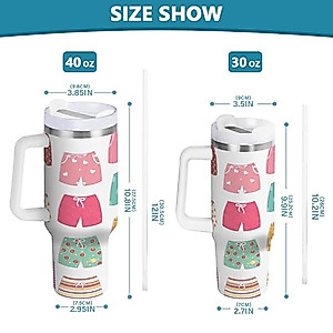 Burbuja Beach Shorts Pattern 40oz Insulated Tumblers with Handle and Straw Lid, Double Wall Stainless Steel Travel Mug Leak-Proof, BPA Free, Gift for Mom Dad