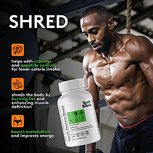 Youth & Tonic Sculpt Shred Cleanse Detox 3X Weight Loss Pills: Appetite Suppressant, Fat Burner, Energy Booster & Nighttime Cleanse for Diet – 120 Pills