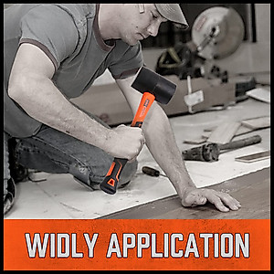 HORUSDY 2-Piece Rubber Mallet, 16oz Rubber Mallet Hammer and 35mm Double-Faced Soft Mallet, Fiberglass Rubber Mallet Handle