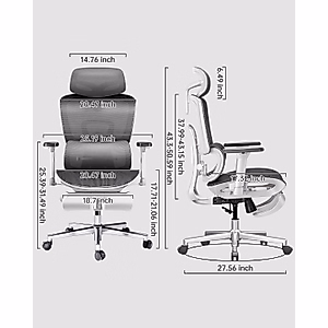 Hbada Ergonomic Office Chair with 3D Adjustable Armrests, Adjustable Lumbar Support High Back for Computer Chair, Big and Tall Mesh Office Chair, Home Office Desk Chairs White