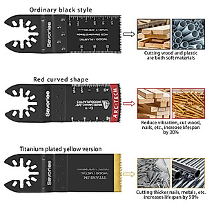 Savoriee 30PCS Oscillating Saw Blades, Universal Titanium Multitool Blades for Wood Plastics Metal, Quick Release Multi Tool Kits Fit Bosch Ryobi Milwaukee Rockwell Fein Makita