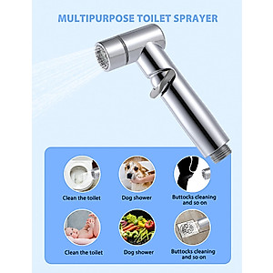 Ultra Light Bidet Toilet Sprayer Head Rustless Handheld Bidet Sprayer Cloth Bathroom Diaper Sprayer for Kitchen and Toilet-Adjustable Water Pressure Control - 2 types of splash- (Up and Down Switch)