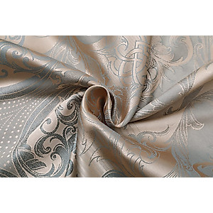 INFLAG Satin Duvet Cover Full Size, Floral Jacquard Satin Duvet Cover Set 3 Piece Luxury Silk Like Bedding Comforter Cover Set 80"x90", 2 Piece Pillowcase with Zipper Closure & Corner Ties (07,Full)