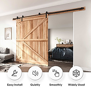 EaseLife 10 FT Bypass Double Sliding Barn Door Hardware Kit,Single Track,Heavy Duty,Slide Smoothly Quietly,Easy Install (10FT Track Kit for Double 65" Wide Door)
