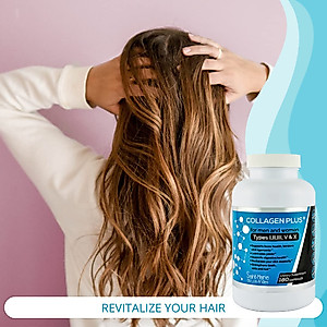 Multi Collagen Pills Plus + 180 Capsules (Types I, II, III, V & X) + Absorption Enhancer (3 Months Supply) - Non-GMO, Collagen Supplements to Support Hair, Skin, Nails, Joints, & Gut Health