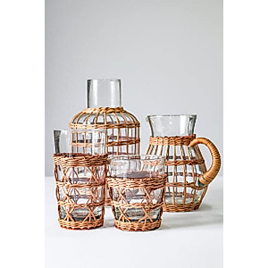 Seagrass Rattan Cage Highball Set of 6 Glassware