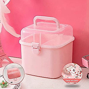 YS0911 For Creative Pink Plastic Storage Box With Handle Multi Layers Kids Children Hair Accessories Container Bin Portable Multipurpose Jewelry Art Crafts Organizer Kids Hair Container