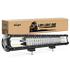Nilight - 18005C-A 26Inch Triple Row Lights 297W 29700LM Flood Spot Combo Beam Bar Driving Boat Super Bright Led Off Road Trucks,2 Years Warranty
