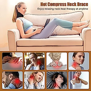 Electric Neck Heating Pad, USB Heated Neck Wrap with 3 Adjustable Temperature Levels & 3 Time Settings, Hot Compress Neck Therapy Brace for Stiffness & Soreness Relief