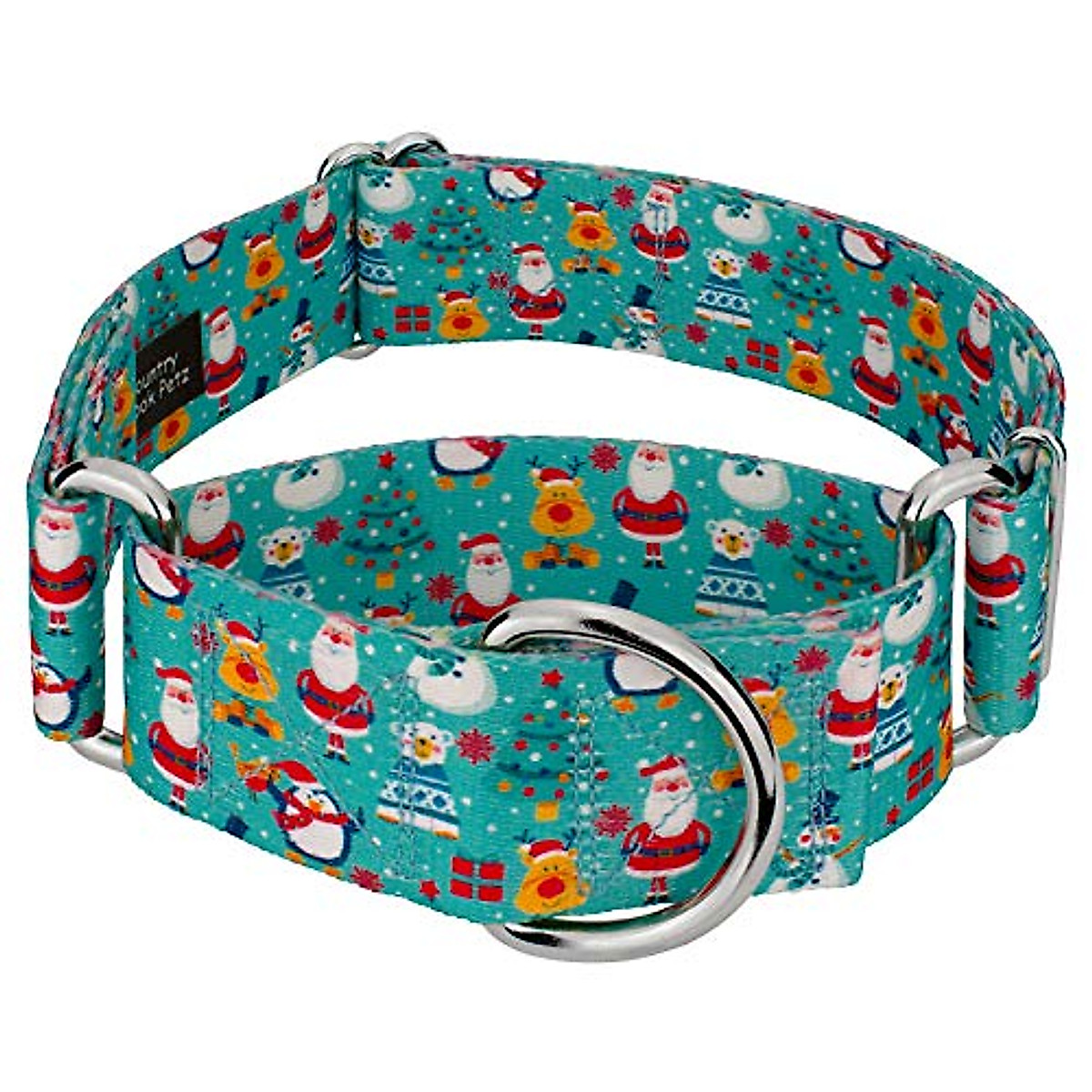 Country Brook Design - Santa and Friends Christmas Dog Collar with 11 Festive Patterns - 1 1/2 Inch Martingale Collection (1 1/2 Inch, Large)