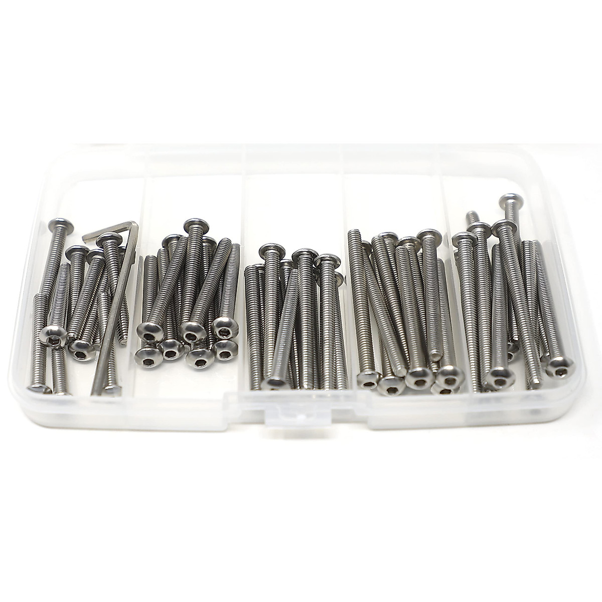 iexcell 50 Pcs M4 x 30/35/40/45/50 Stainless Steel 304 Hex Socket Button Head Cap Screws Bolts Assortment Kit