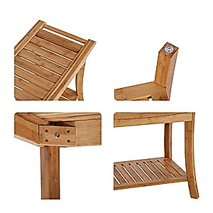 Home Bamboo Shower Seat Bench Spa Bath Organizer Stool with Storage Shelf for Seating Indoor & Outdoor Bathtub Shower Chair Spa Seat 23.6" x 13" x 17.7"