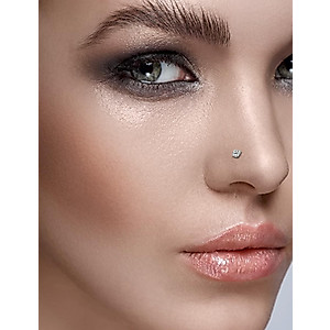 Yaalozei 18g Nose Rings studs for Women Straight Nose ring Surgical Stainless Steel Nose Rings Bar Earrings Pin Bone Stud Diamond Opal Nostril Nose Piercing Jewelry Men Silver Rose Gold Black Rainbow