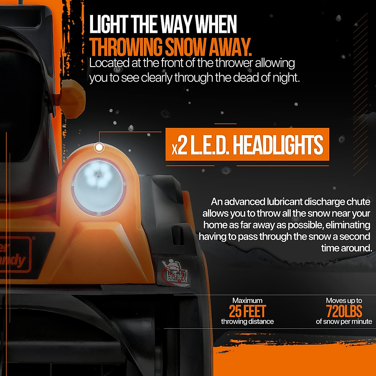 SuperHandy Electric Snow Thrower Walk-Behind Blower 15A 18 x10 Inch & Cord Reel 12AWG x 50' Feet [Bundle Deal]