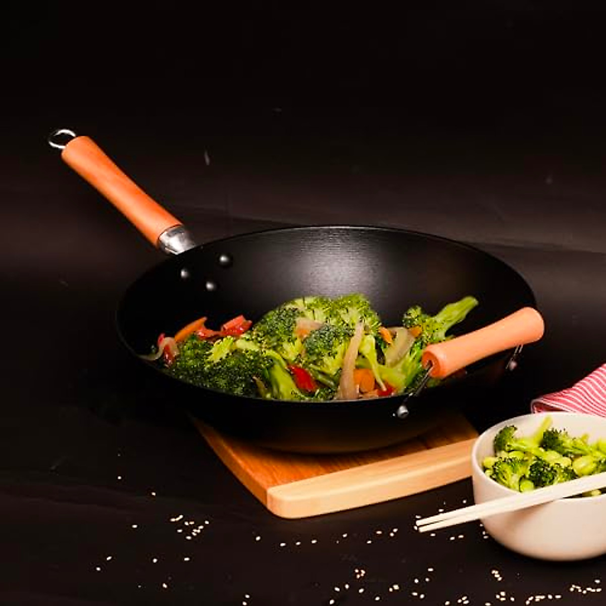 JOYCE CHEN Professional Series 14-Inch Cast Iron Wok with Maple Handle