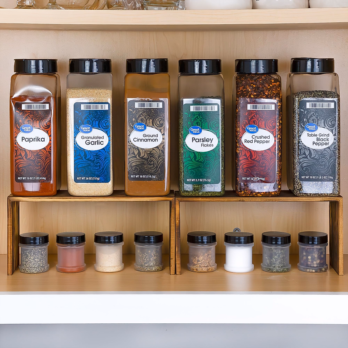 Darware Farmhouse Wooden Risers (6-Piece Set), Rustic Decorative Rectangular Display Stands