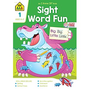 School Zone - Sight Word Fun Workbook - 64 Pages, Ages 6 to 7, 1st Grade, Word Recognition, Spelling, Letter Sounds, Context Clues, Categorizing, and More (School Zone I Know It!® Workbook Series)