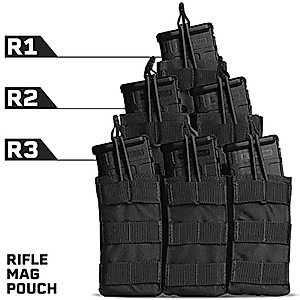 Tacticon R1 BattlePouch | Single Rifle Mag Pouch | Combat Veteran Owned Company | Molle Single Double Triple Rifle Magazine Holster for Ammo | Tactical Bag Accessories Holder (Black, 1 Rifle Mag)…