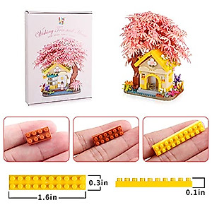 1500PCS Cherry Bonsai Tree House Building Sets, Cherry Blossom Bonsai Tree kit Building Blocks, Mini Bricks Sakura Tree House, Good Gift Choice for 14+ Kids and Adults