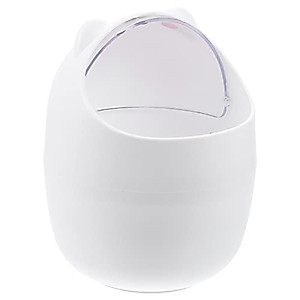 SEWACC Desktop Trash Can Cute Cartoon Table Garbage Storage Can Mini Desktop Wastebasket with Lid Small Office Countertop Garbage Can for Home Office (White)