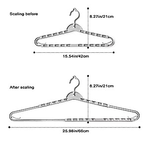 ZEYDURL Large Clothes Hangers Extra Wide Hangers Towel Clips Enlarge Adjustable Shoulder 16.9”-26.2” Drying Hanger for Wide Clothes, Shirts, Bath Towels 4 Pack(White)