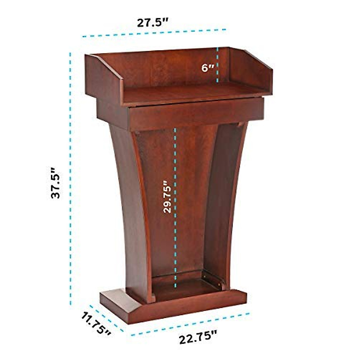 Adir Podium Stand Wood - Height 37.5" Pulpits for Churches, Reception Desk Lectern with Spacious Drawer for Hotels, Seminars, Weddings, and Classrooms (Mahogany)