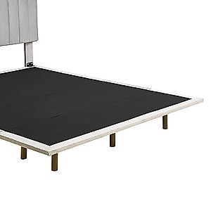Queen Size Upholstered Platform Bed with Sensor Light and Headboard, Floating Velvet Design, Sturdy Wood Frame, No Box Spring Needed, Gray