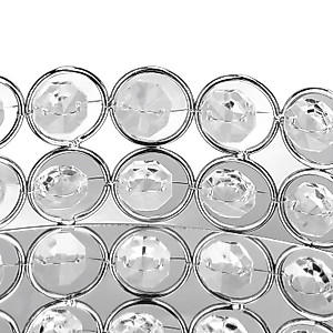 JUOPZKENN Crystal Cosmetic Makeup Tray Jewelry Trinket Tray Organizer Vanity Tray Mirrored Decorative Tray Home Deco Dressers Perfume Skin Care Tray for Christmas Brithday Gift(Silver 20cm)